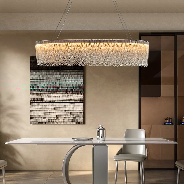 Chrome Tassel Modern Island Lights with Silver Aluminum Chain LED ...