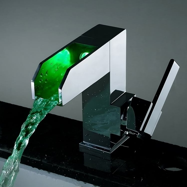 Modern LED Waterfall Single Handle Brass Faucet Single Hole for ...