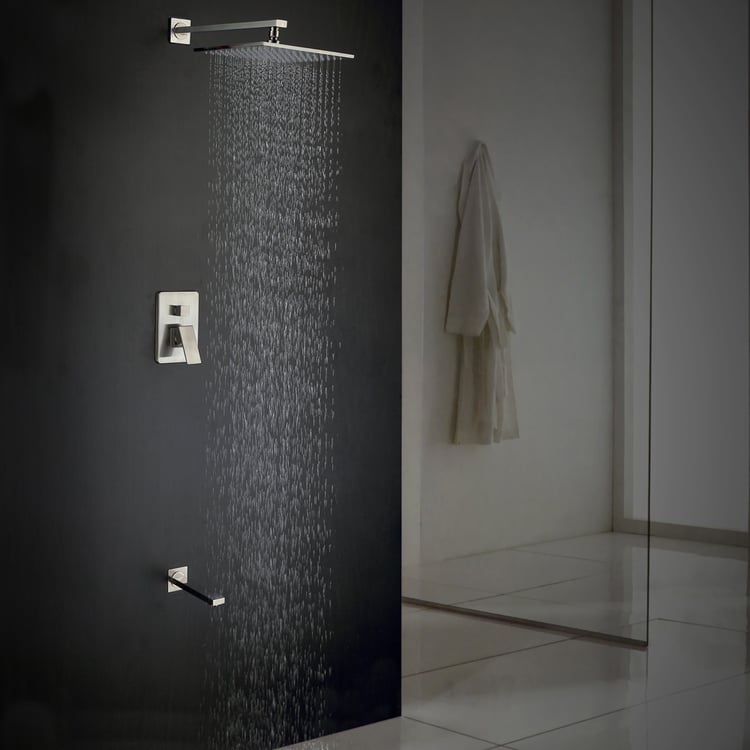 Modern Square Brass Rainfall Shower Head Wall Mount shower System ...