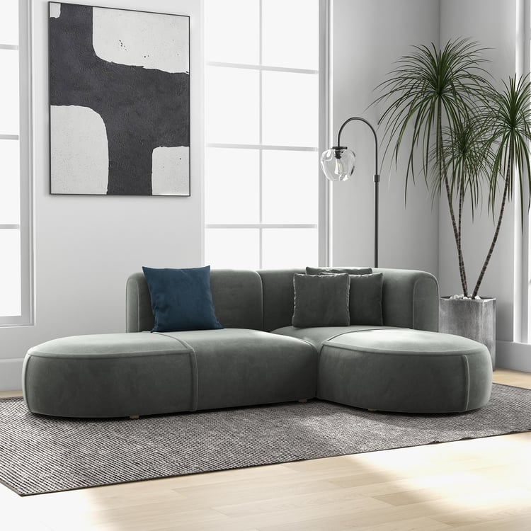 2650mm L Shaped Sectional Corner Modern Modular Sofa with Pillows in Grey Homary DE