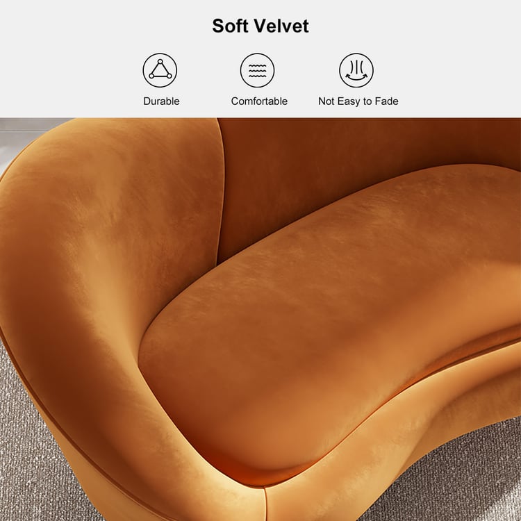 Velvet gebogenes 3 Sitzer Sofa mit gebogenem Ruckenpolster in Orange Homary DE