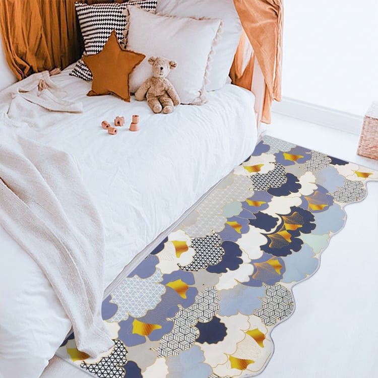 600mm x 1500mm Abstract Washable Bedside Runner Rug with Ginkgo Leaf ...