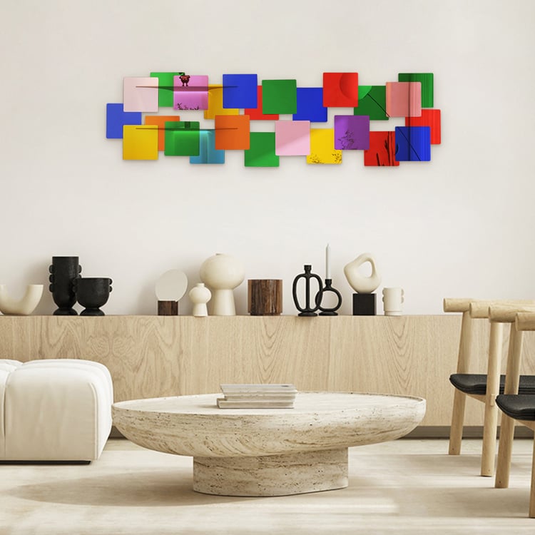 770mm Mirrored Acrylic 3D Multicolor Cubes Wall Art Geometric Square ...