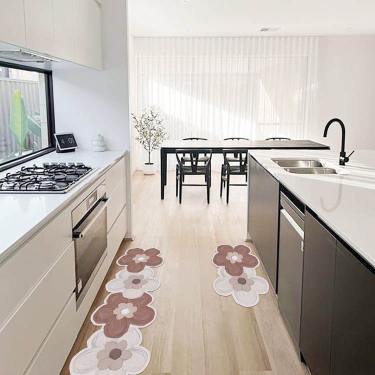 2 Pieces Modern Pink Washable Kitchen Runner Mats Non-slip Anti Fatigue ...