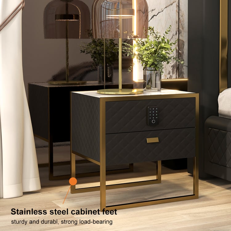 Black nightstand with locking drawer store