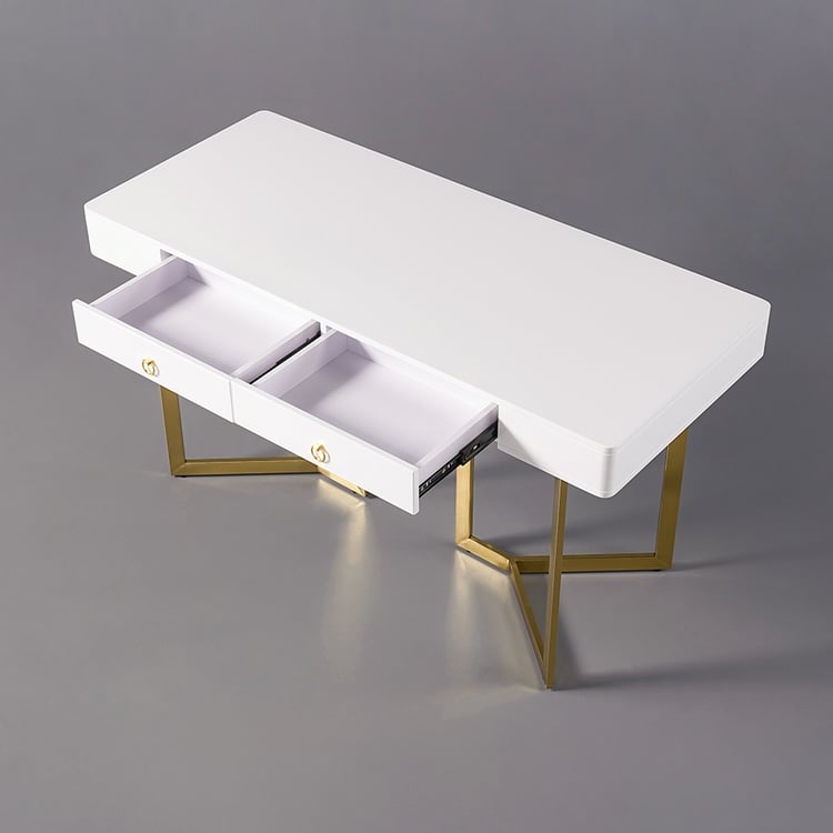 White lacquer desk with gold legs store