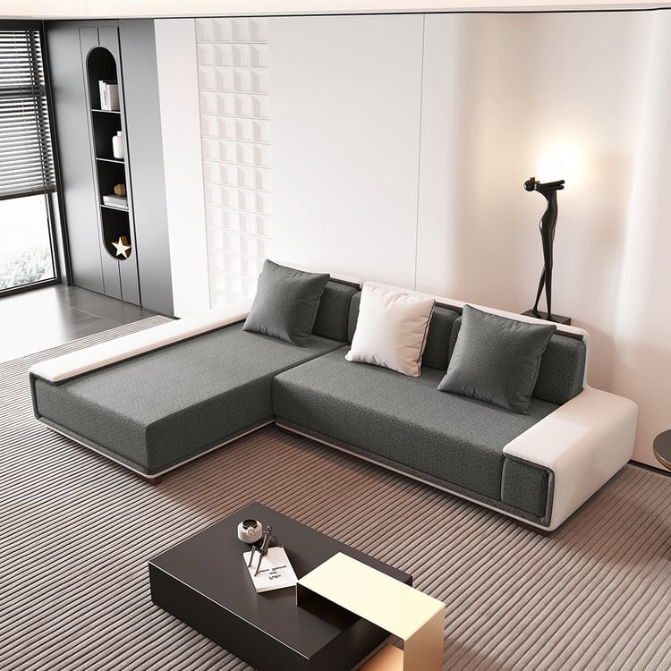 Doart 2750mm Cotton Linen Convertible Sleeper Sofa Modular Corner L Shaped 4 Seater Homary UK