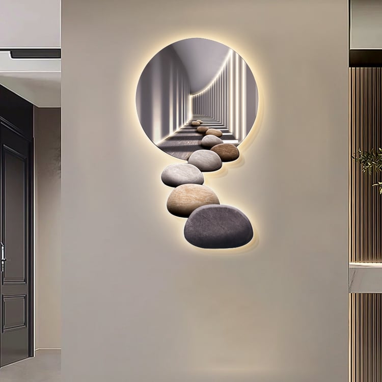 800mm LED Acrylic Modern Abstract Stone Corridor Wall Art Decor Living Room Bedroom Homary DE