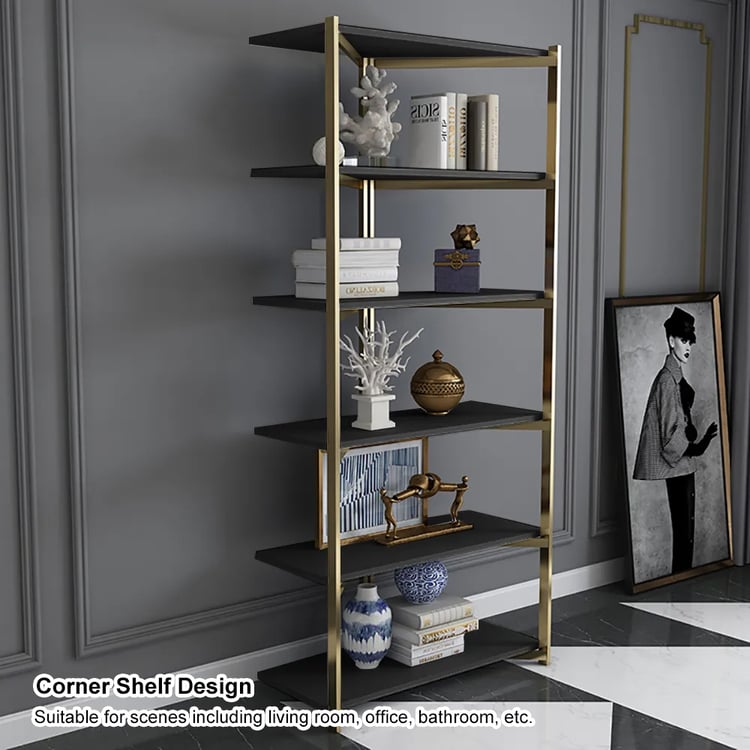 Office Black Corner Shelf