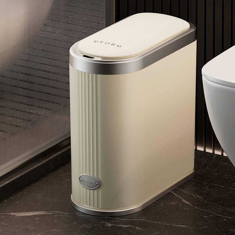 Automatic Touchless Motion Sensor Trash Can Off White Narrow Smart ...