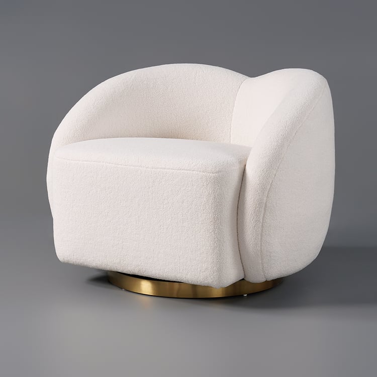 Modern White Swivel Accent Chair Cloud Boucle Lounge Chair Homary