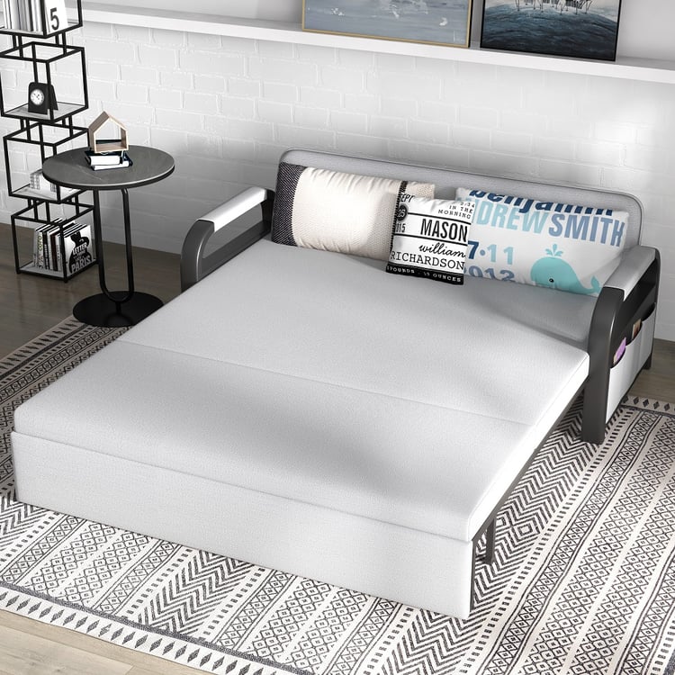 Modern Full Sleeper Sofa Linen Upholstered Convertible Sofa with Storage Homary DE