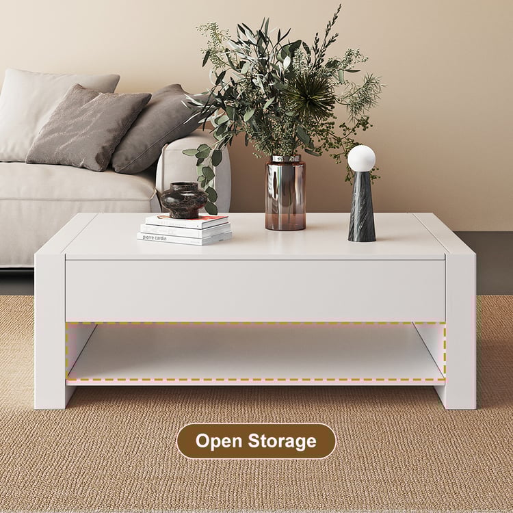 White coffee table with baskets store