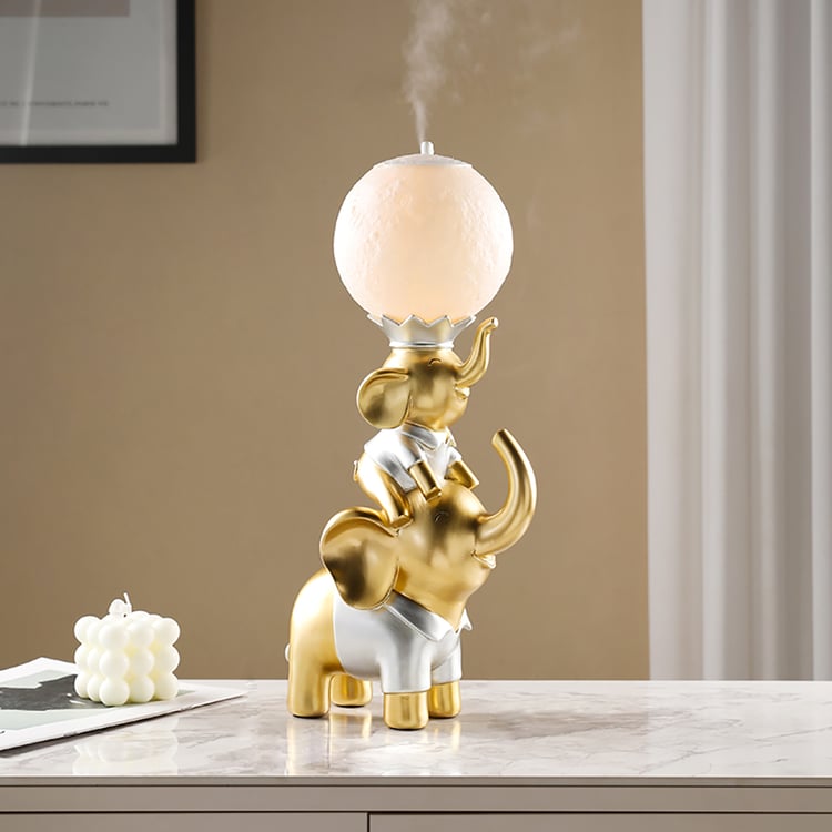 Golden Cute Elephant Desktop Night Light Multifunctional Spray ...