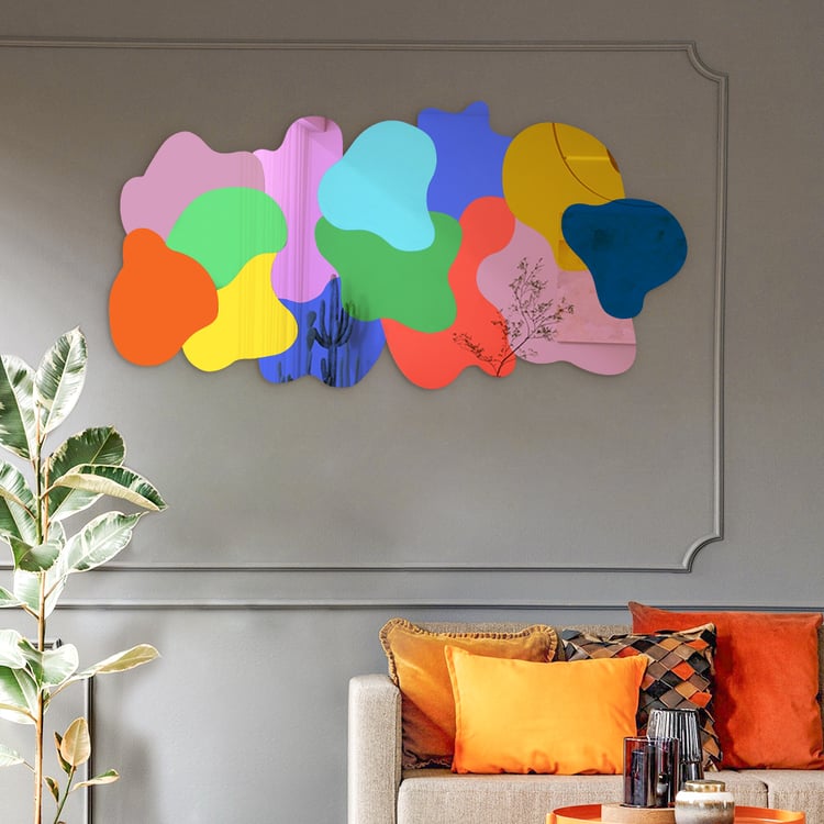 1000mm Mirrored Acrylic 3D Multicolor Wall Art Geometric Square Decor ...