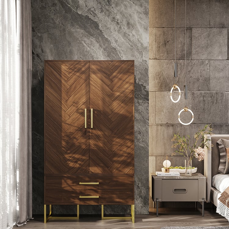 Walnut wardrobe with drawers store