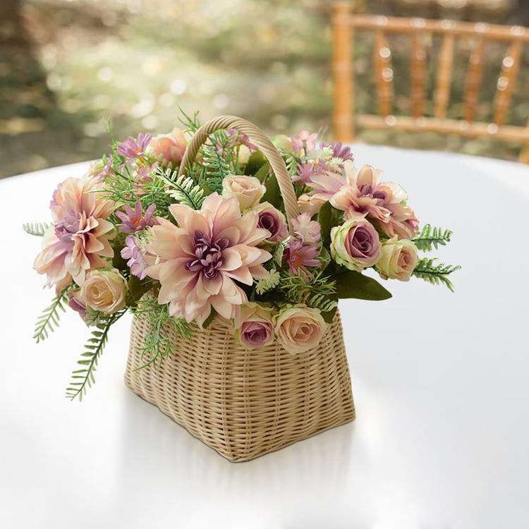 Pink Spring Flower Basket Artificial Flower Arrangement Table Fake ...