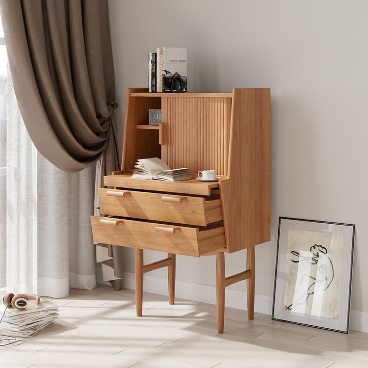 Wood secretary desk with hutch store