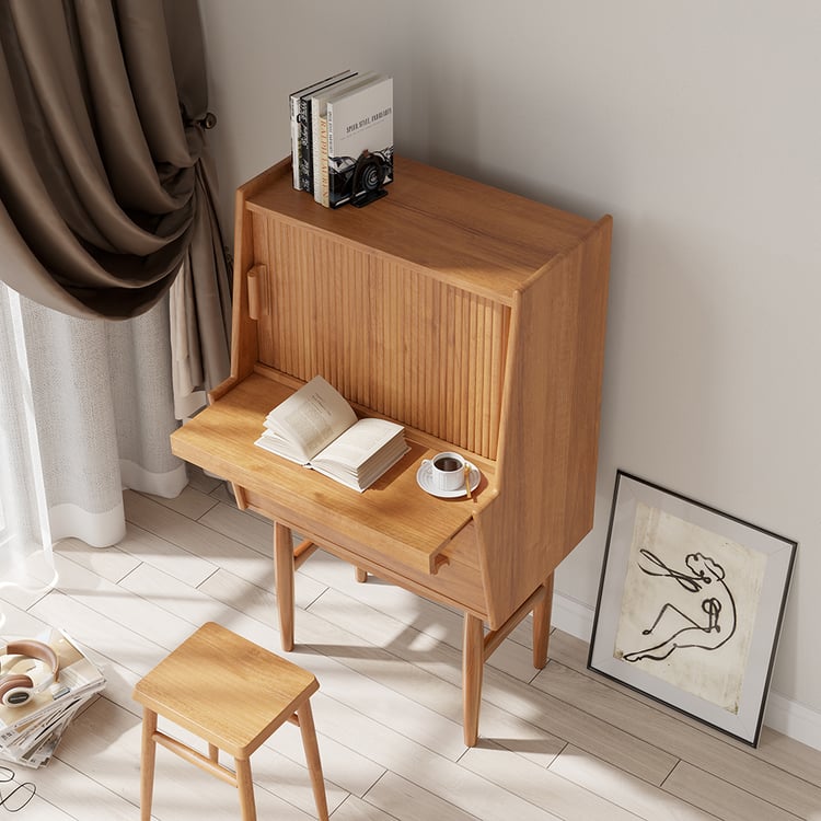 700mm Mid Century Modern Secretary Desk with Hutch Computer Desk with Ample Storage Homary UK