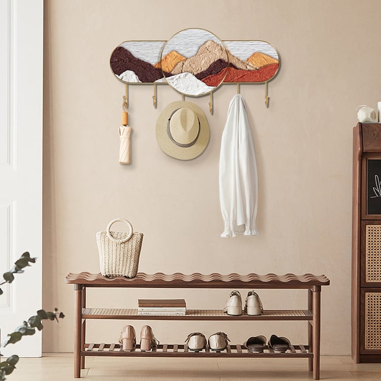 60cm Wall Art Decorative Coat Rack with 6 Hooks Homary UK