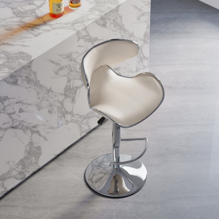 Bar Height Bar Stool White PU Leather Upholstery 810mm Bar Chair with Backrest Homary ES