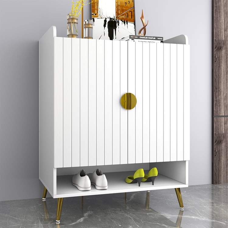Nordic White Shoe Cabinet Entryway Bench Shoe Rack Set with Storage in White Homary DE