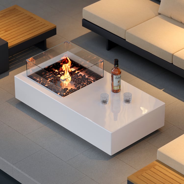 4 teiliges Sofa Set aus Aluminium und Teakholz fur den AuBenbereich und Feuerstelle von Morden Homary DE