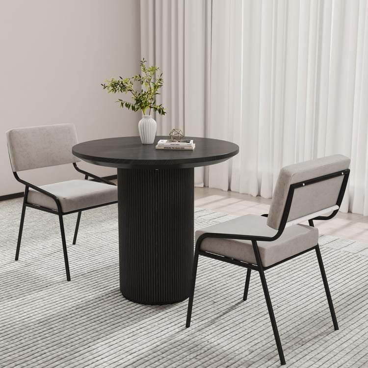 Mesa redonda pequeña de comedor Japandi y 2 sillas de comedor tapizadas ...