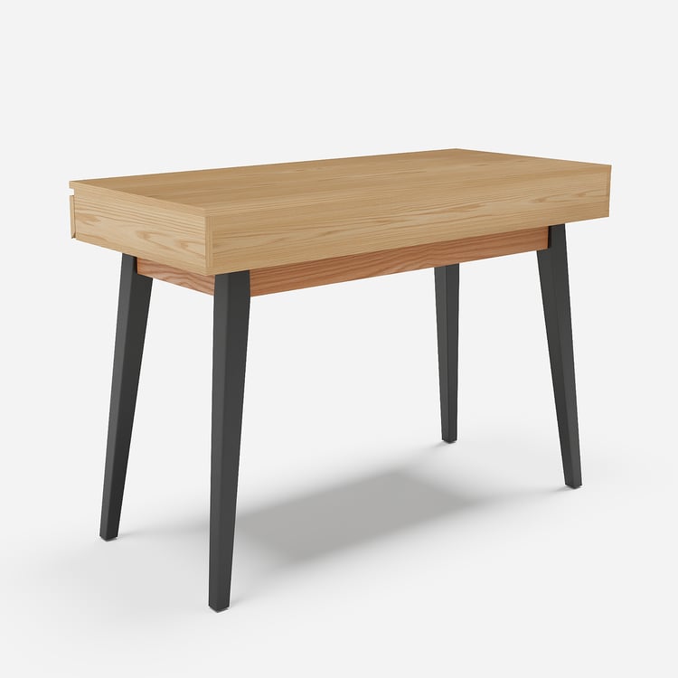 1100mm Natural Modern Desk with 2 Drawers Tapered Legs Homary DE