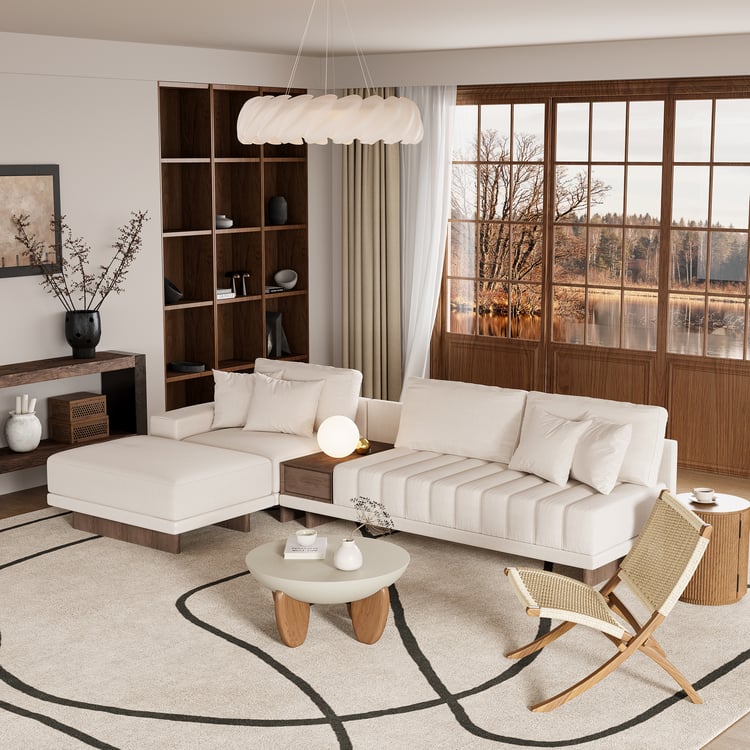 Modular Fabric Sectional Sofa Set with Concrete Coffee Table Homary DE