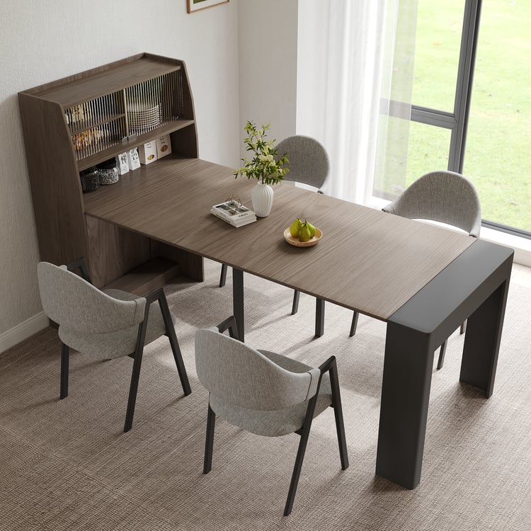 Modern Extendable Dining Table with Storage Rectangle Sideboard Glass ...
