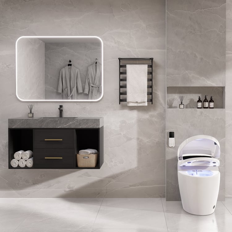 Modern Automatic Toilet One-Piece Elongated Smart Toilet & Bidet with ...
