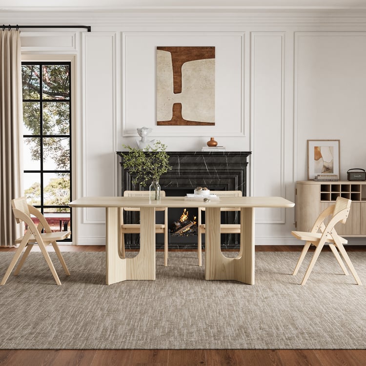 Solid Wood Rectangle Dining Table for 6-8 People Farmhouse | Homary UK