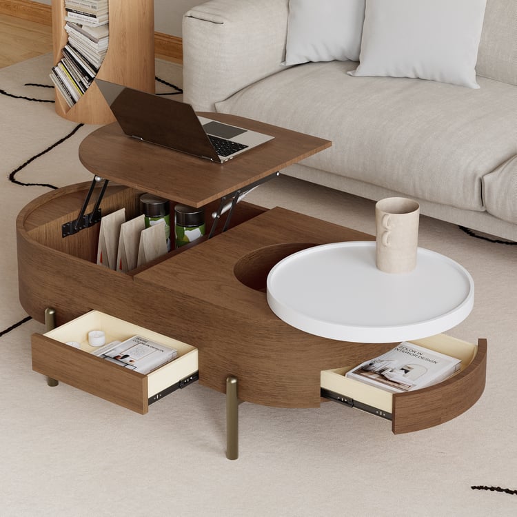 Oval ottoman coffee table with storage store