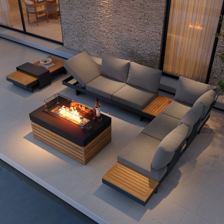 4 PCS Modular L Shaped Modular Outdoor Sectional Sofa Set Modern Yard ...