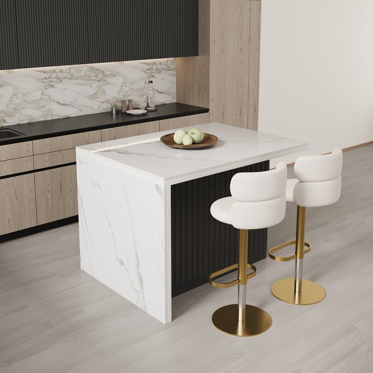 50" Modern Kitchen Island Laminate & 2 Counter Stools Set Storage ...