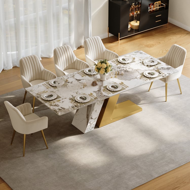 Modern 1600mm Rectangle Sintered Stone Dining Table with 4 Chairs in ...