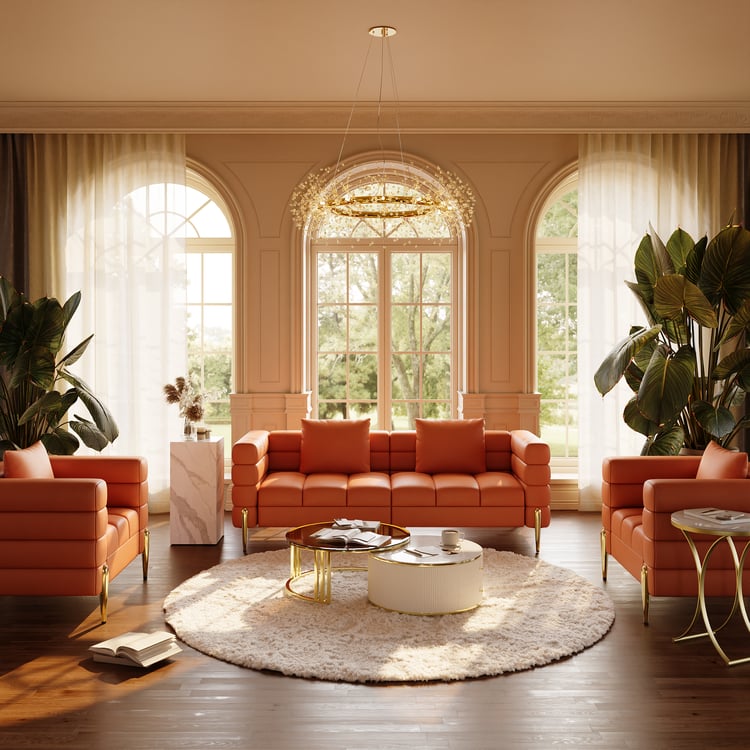 Performance Leather Accent Chair Modern Modular Arm Chair 79" Modern ...