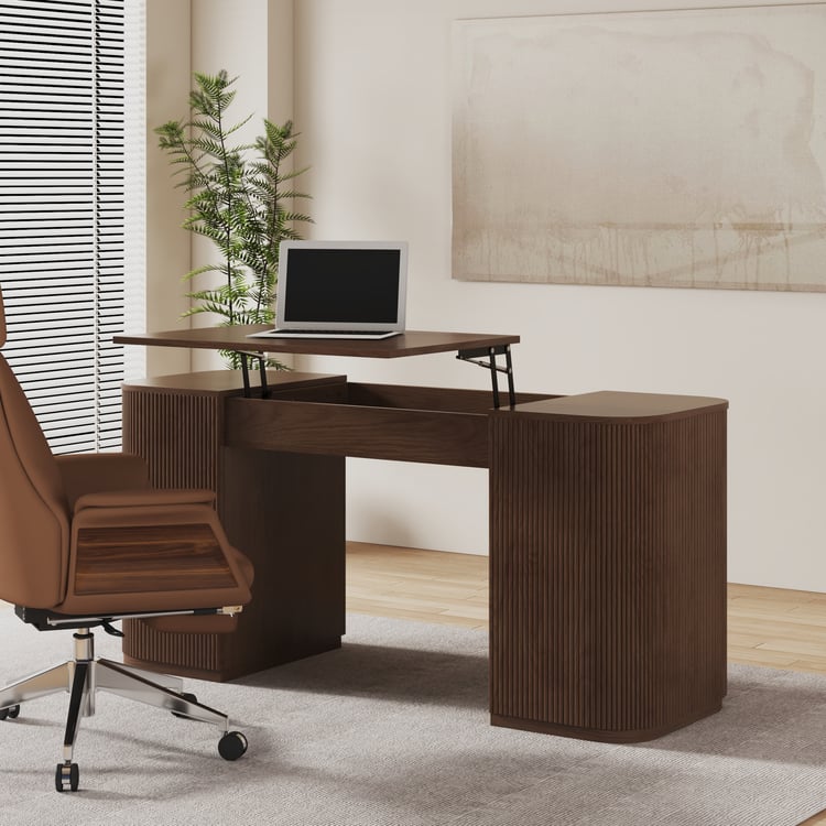 Modern Walnut Standing Writing Desk & Reclining Office Desk Chair Set ...