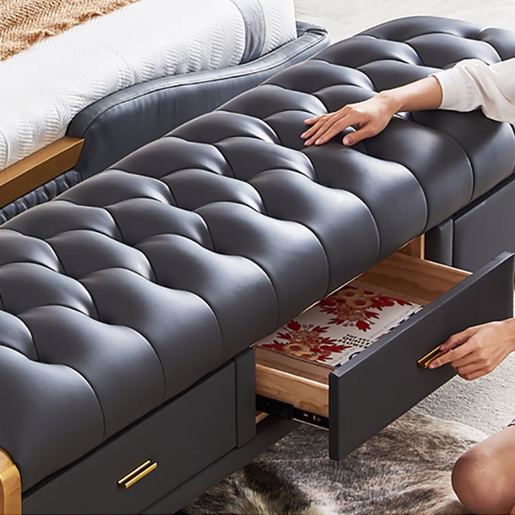 Leather storage bench store