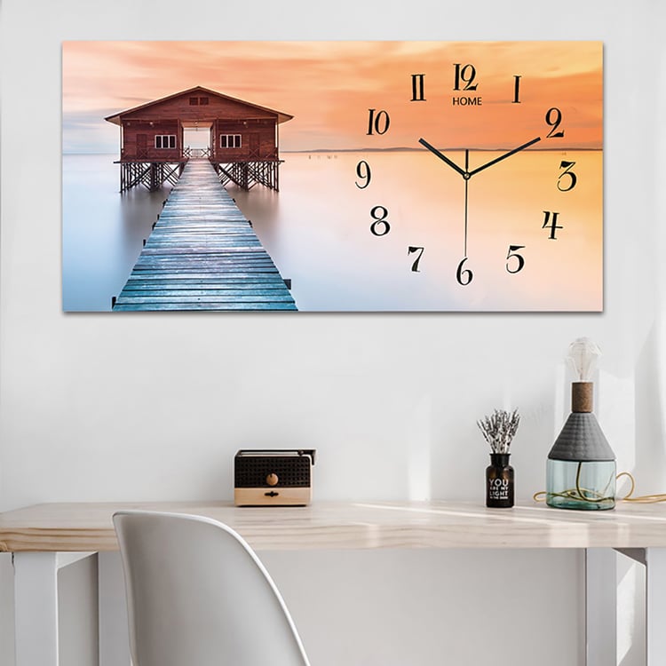 Artistic Landscape Painting Tempered Glass Rectangular Frame Large Wall ...