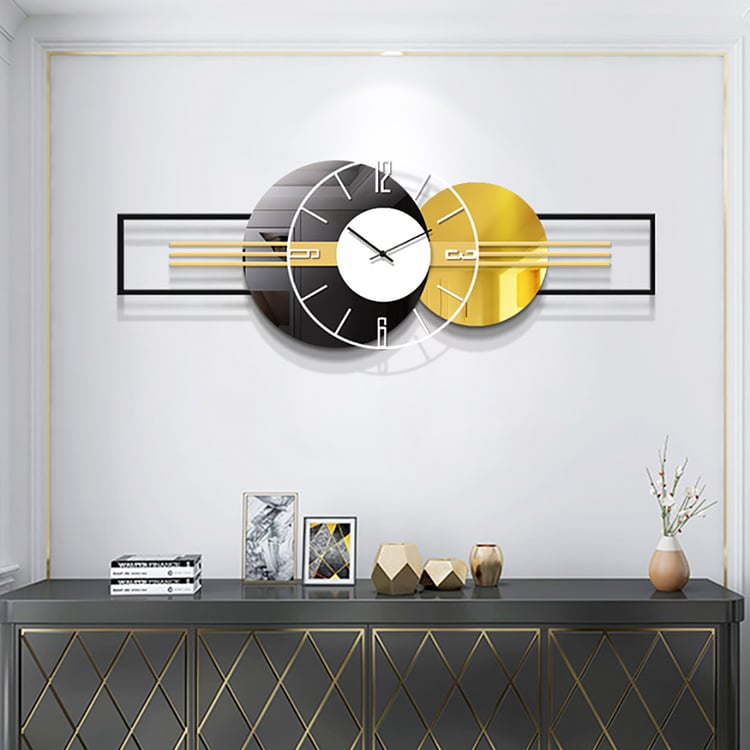 3D Geometric Design Oversized Wall Clock with Overlapping Effects | Homary