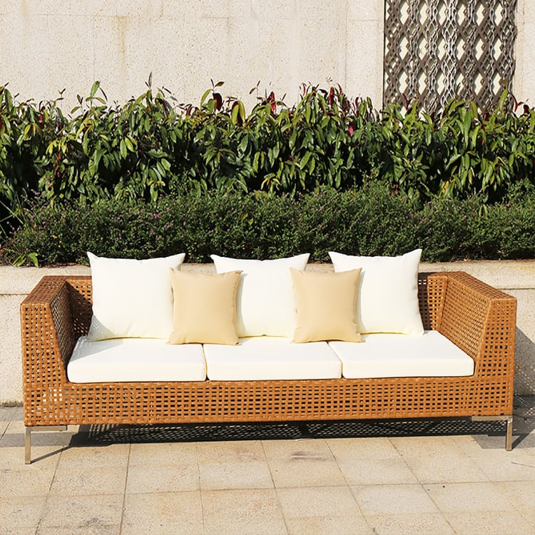 2000mm 3-Seater Outdoor Sofa with Square Arm Cushion Back｜Homary UK