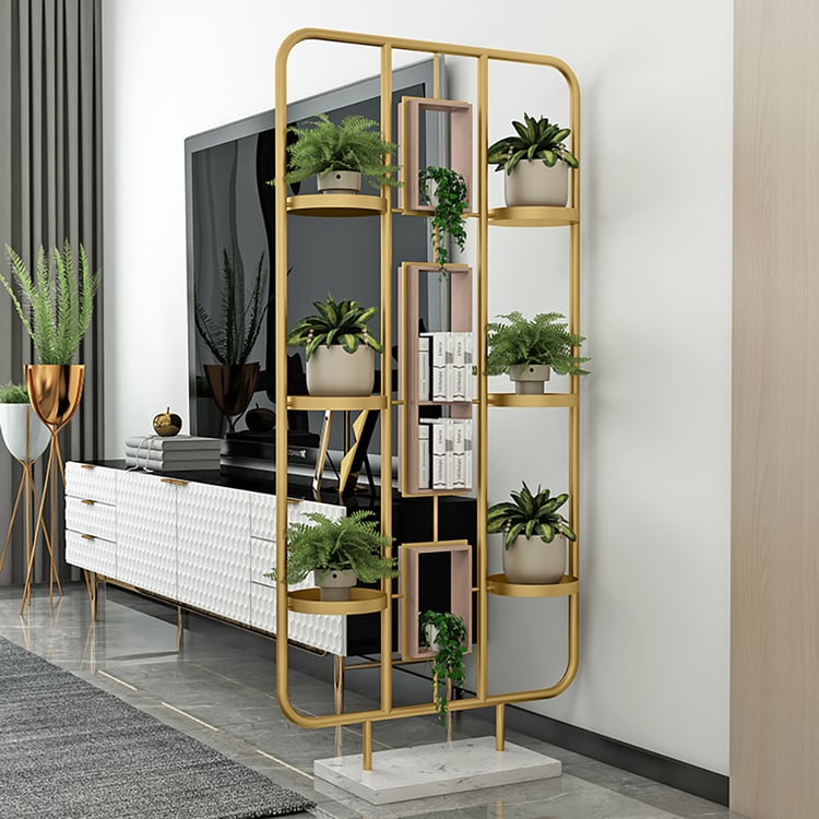 Metal Plant Stand Display Shelf Room Divider Screen with 9 Shelving｜Homary
