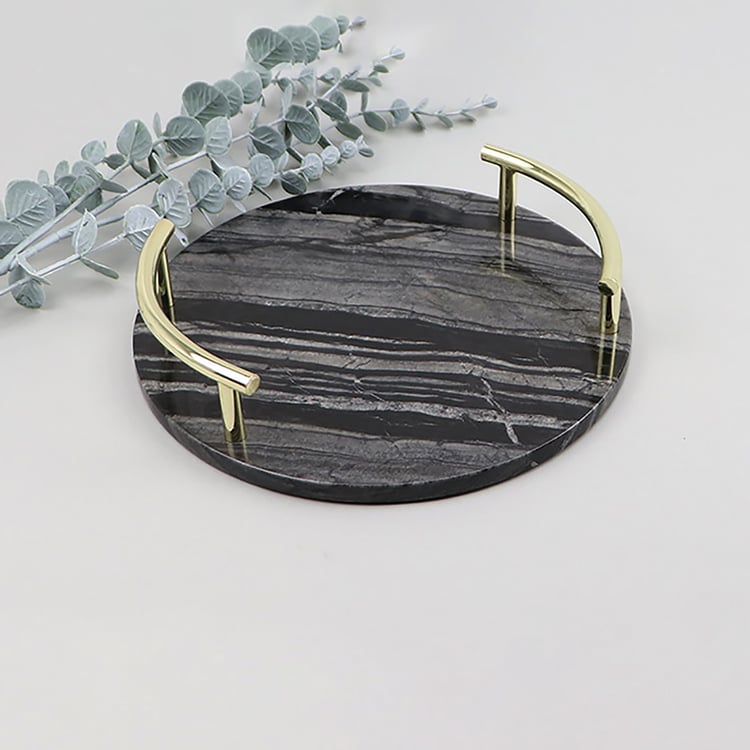 Luxury Contemporary Round Tray Desk Organizer in Marble｜Homary