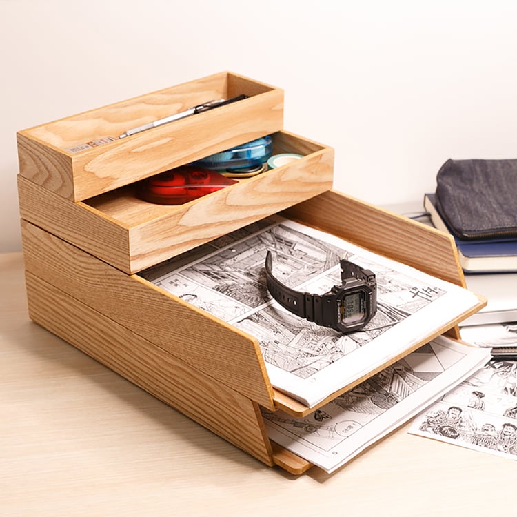 Adjustable Paper Desk Organiser with Stackable Ditty-Boxes | Homary UK