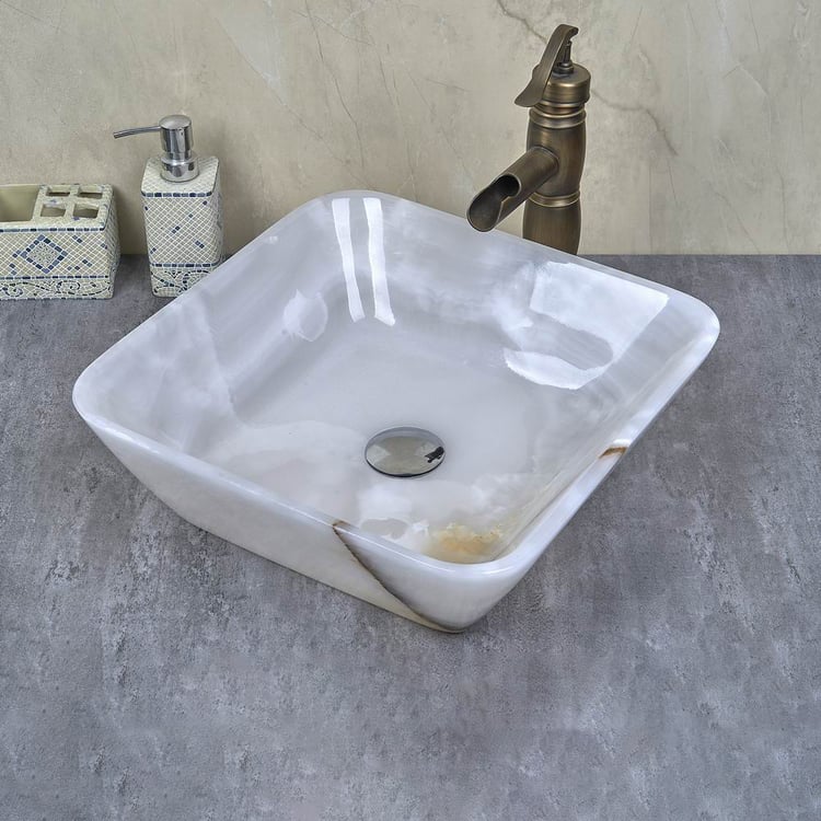 square stone sink