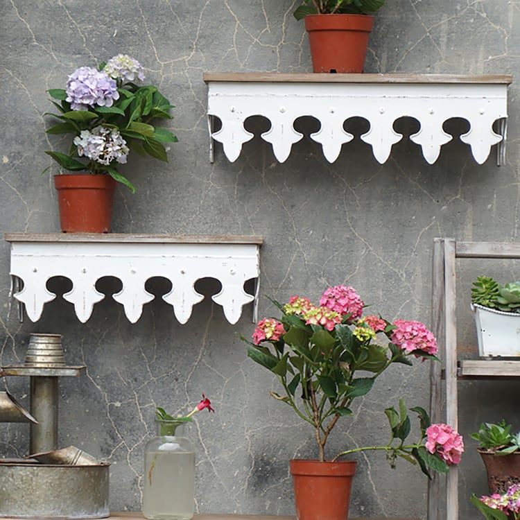 Distressed White Wall Shelving Set of 2｜Homary UK