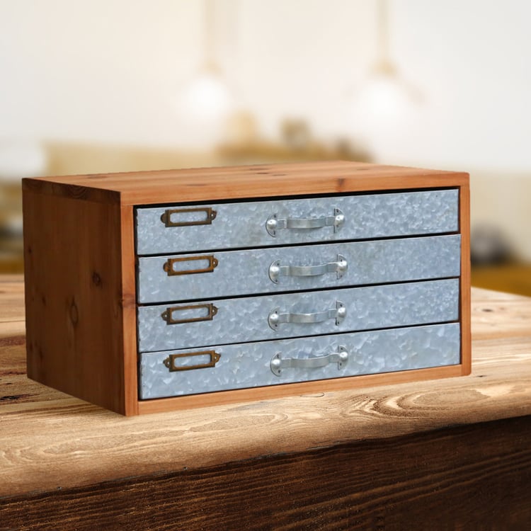 Vintage Desktop Organizer File Storage Box with 4 Drawers｜Homary