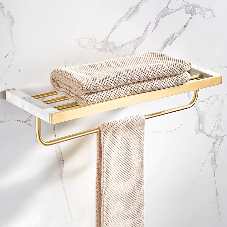 600mm Modern Bathroom Shelf with Brass Towel Rack｜Homary UK